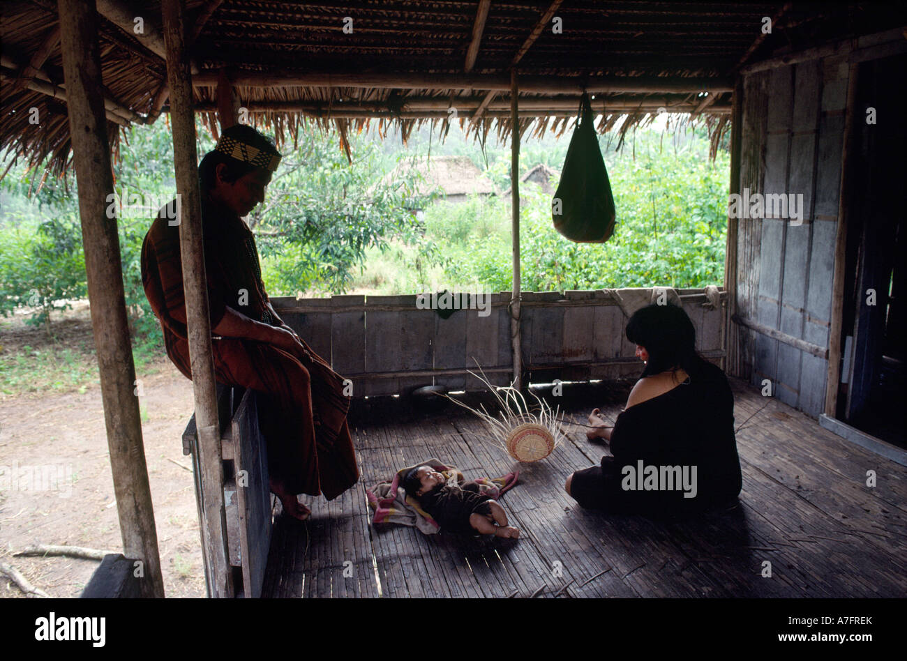 A young Ashaninka couple with their first child Stock Photo - Alamy