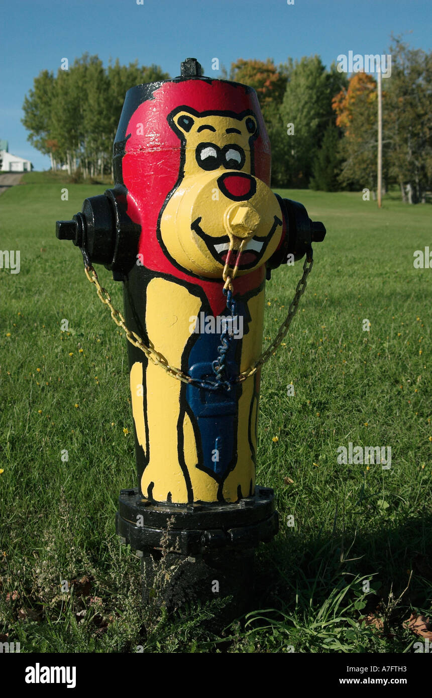Painted fire hydrant cartoon character New Carlisle Quebec Canada Stock ...