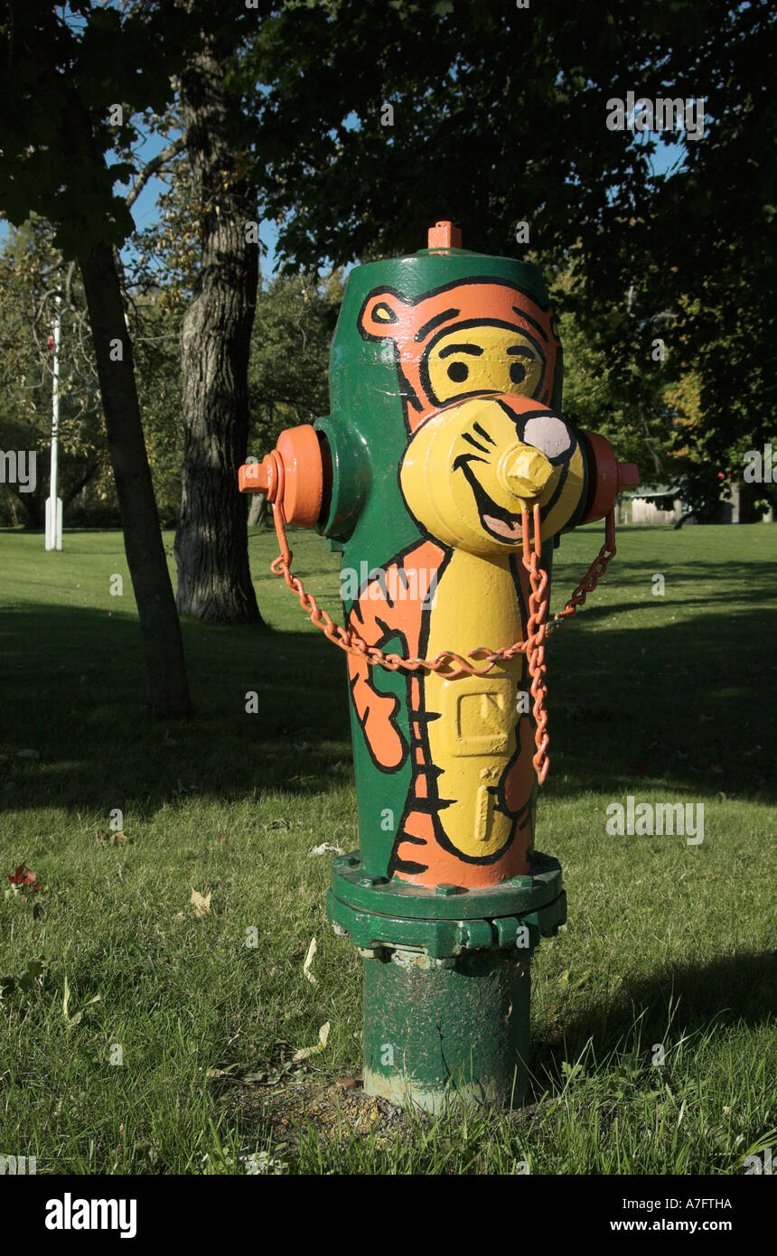 Painted fire hydrant cartoon character New Carlisle Quebec Canada Stock ...