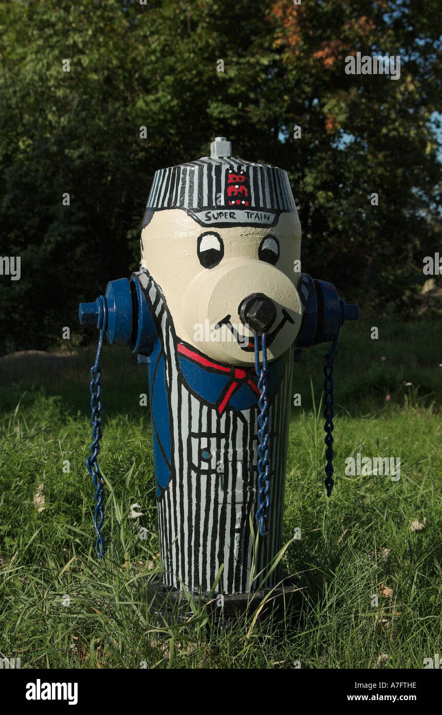 Painted fire hydrant cartoon character New Carlisle Quebec Canada Stock ...