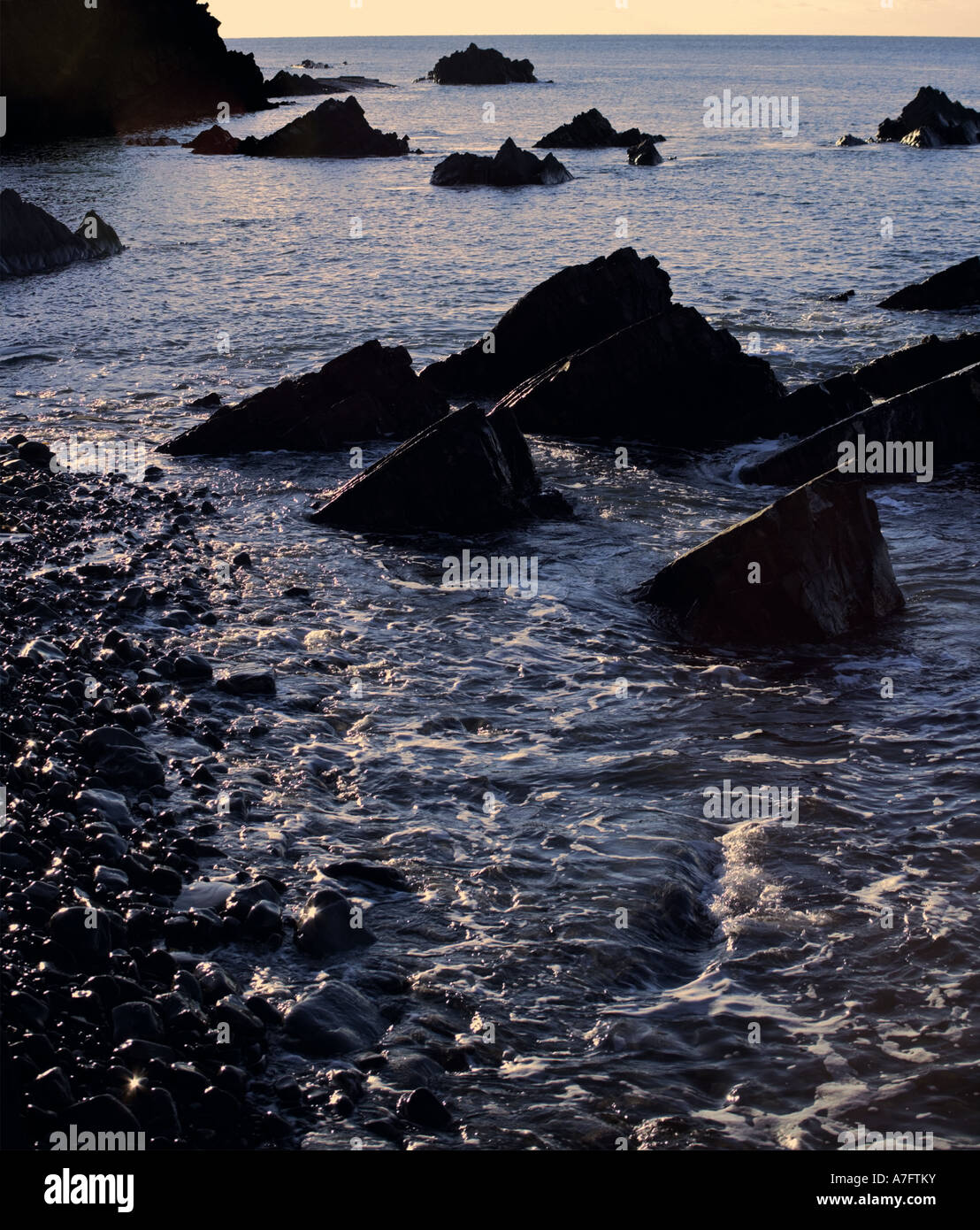 sea ocean rocks devon coast england uk europe Stock Photo - Alamy