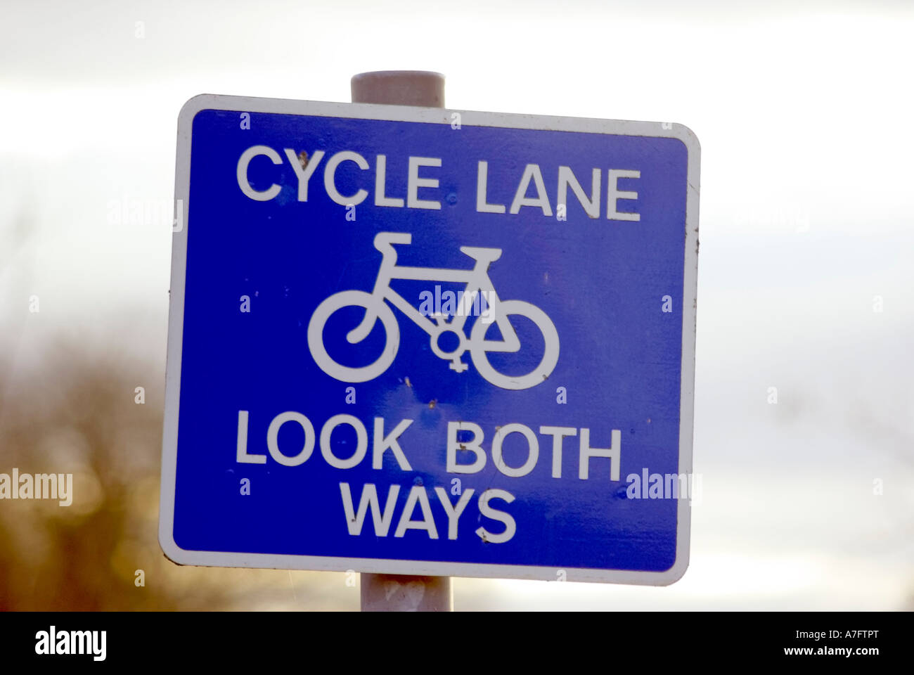 cycle lane look both ways safety sign warning cycling bike bicycle ...