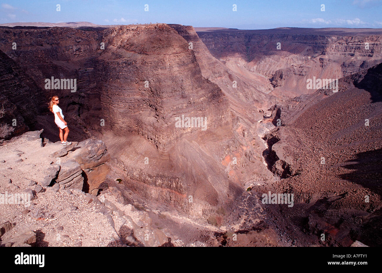 tourist in front of Afar Valley Djibouti Djibuti Africa Afar Triangle ...