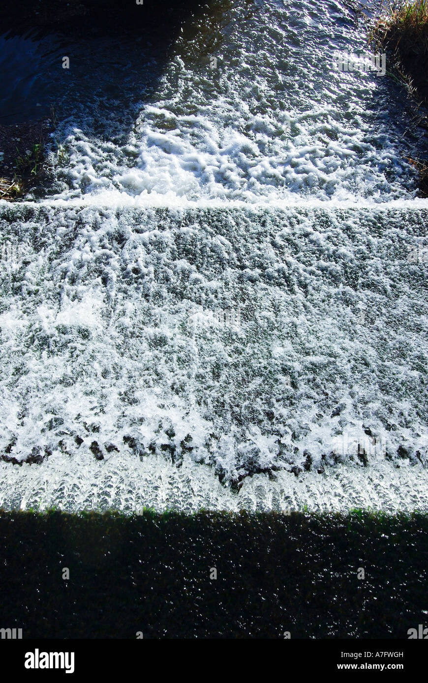 water rushing weir waterfall spray cold icy cascade rapids mill stream ...