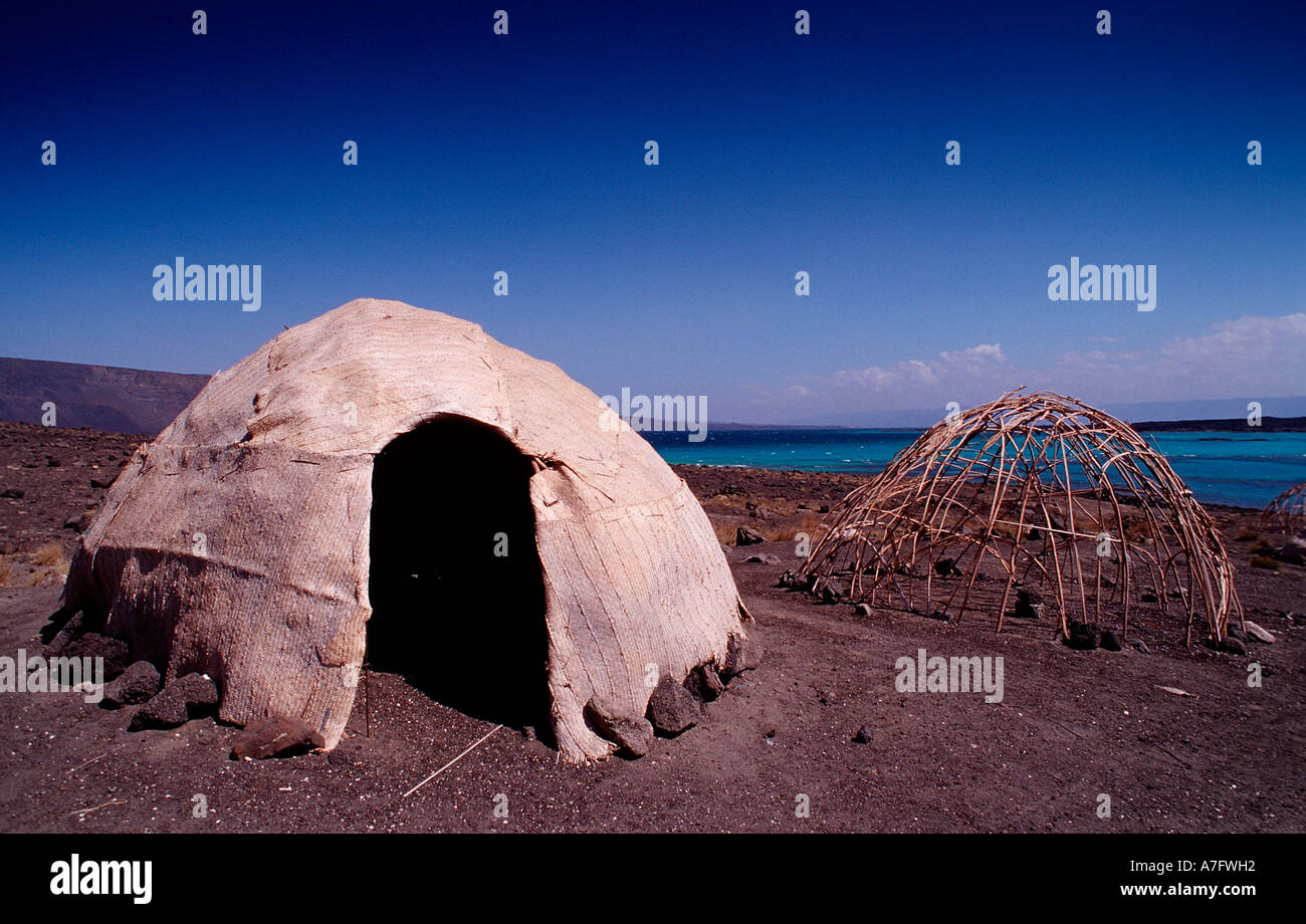 Desert camp of Afar nomads Djibouti Djibuti Africa Afar Triangle Stock ...