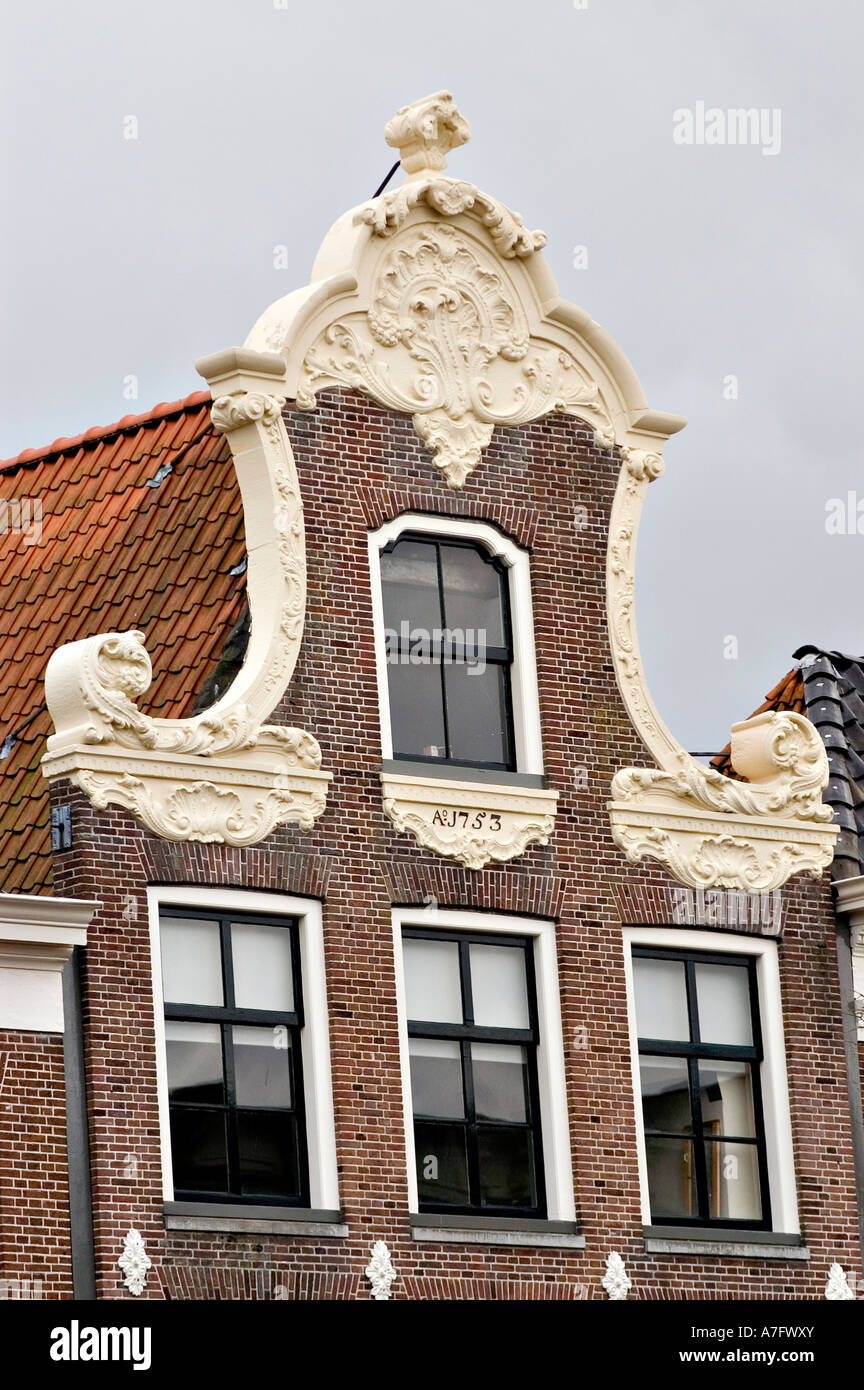 Frontage of traditional Dutch apartment building in Leeuwarden ...