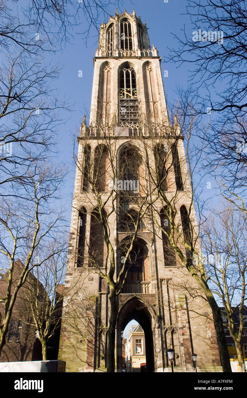 Gothic Domtoren or Dome Church Tower with blue sky background in ...