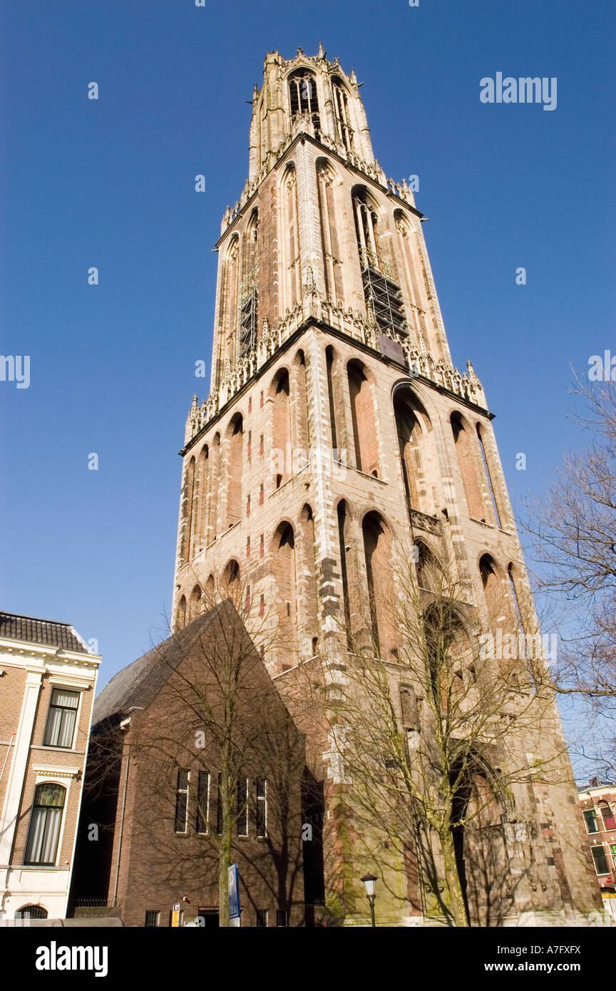 Gothic Domtoren or Dome Church Tower with blue sky background in ...