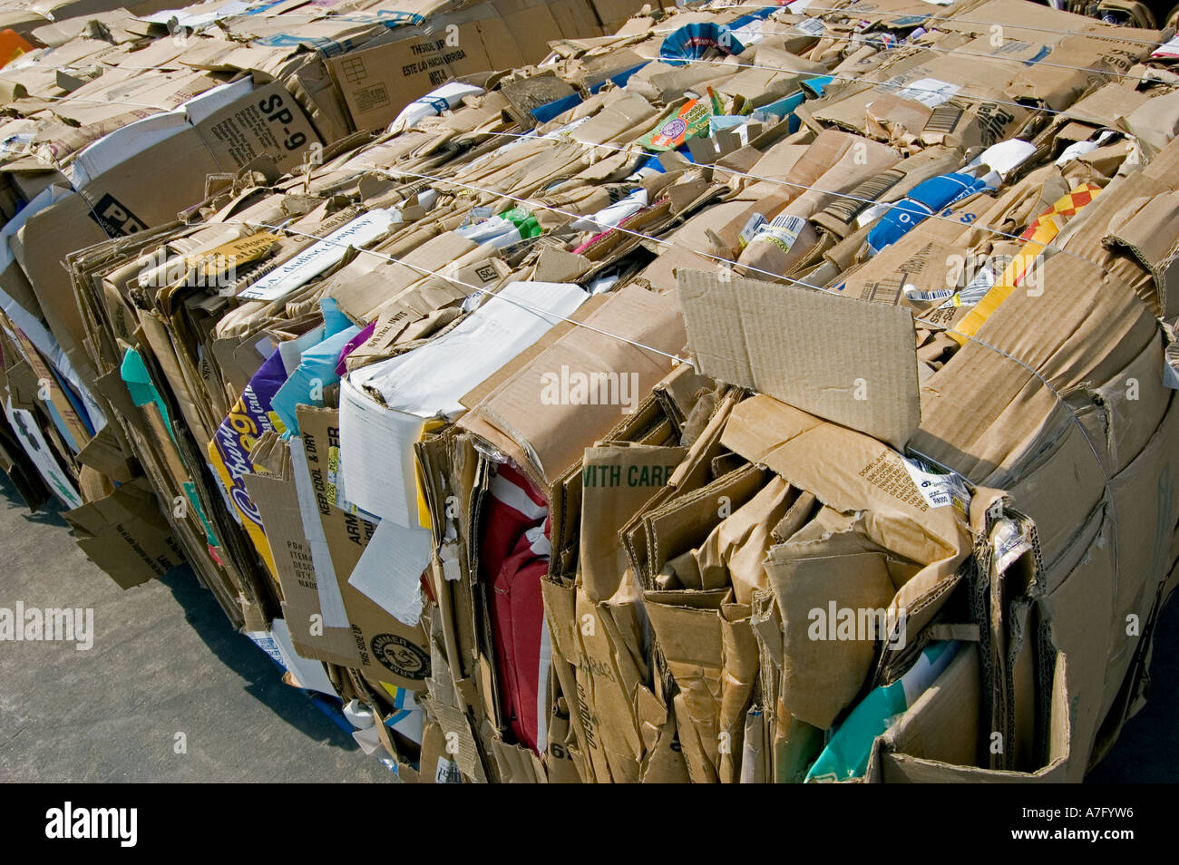 Flattened cardboard boxes bound for recycle Stock Photo - Alamy