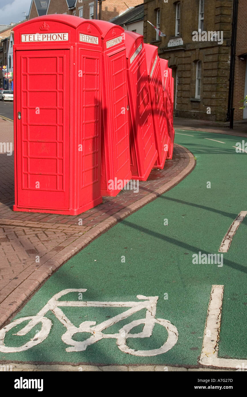 Red telephone box sculpture called OUT OF ORDER in Kingston Upon Thames ...
