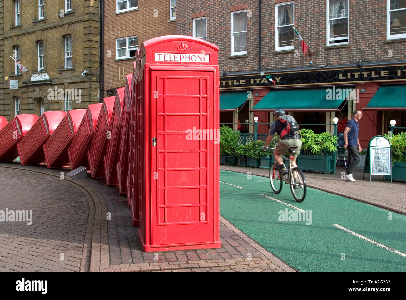 Red telephone box sculpture called OUT OF ORDER in Kingston Upon Thames ...
