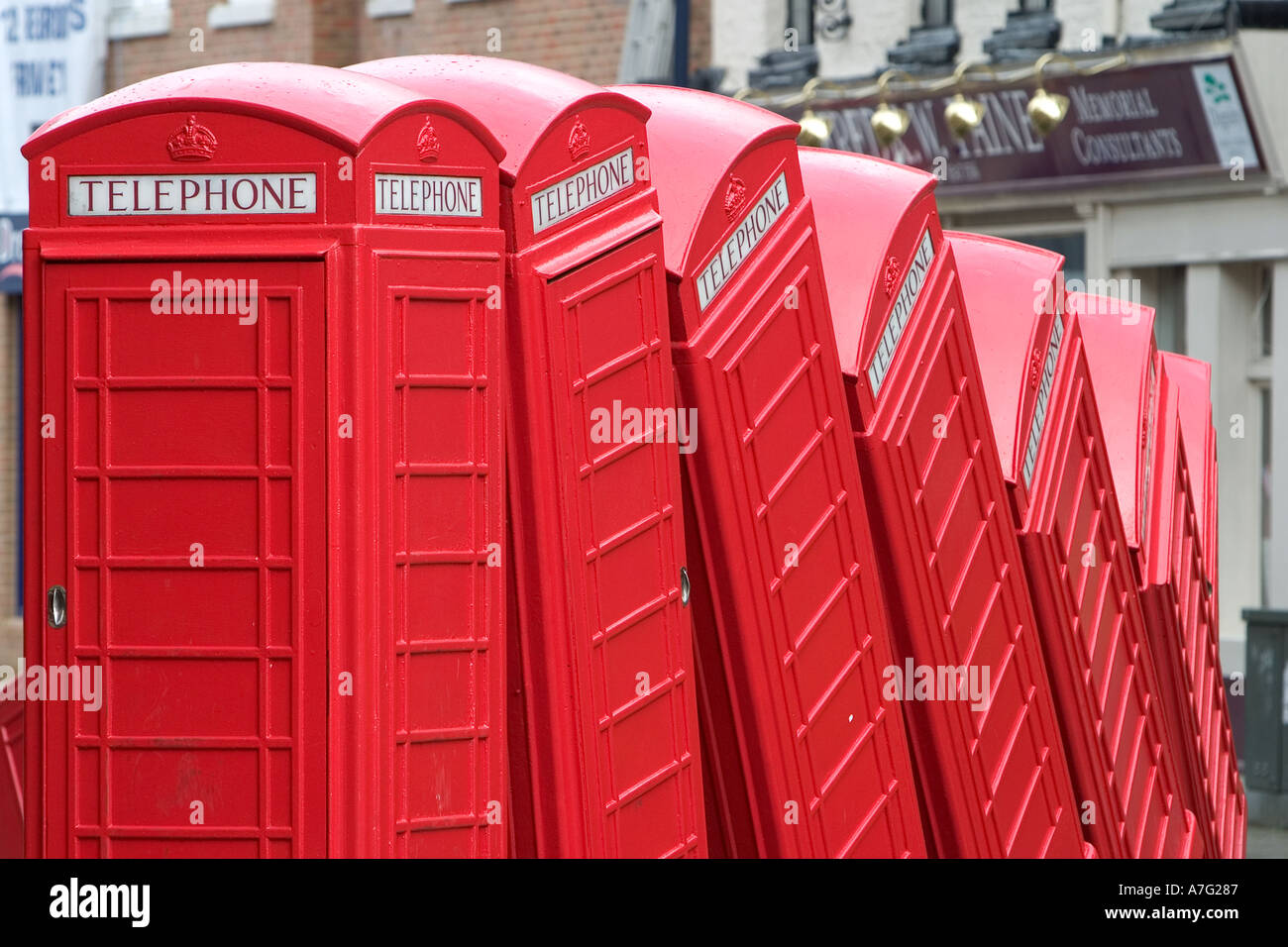 Red telephone box sculpture called OUT OF ORDER in Kingston Upon Thames ...