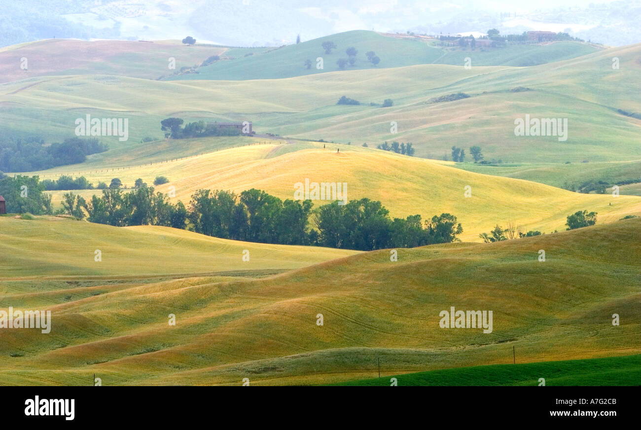 Rolling multi coloured Tuscan hills and landscape Stock Photo - Alamy