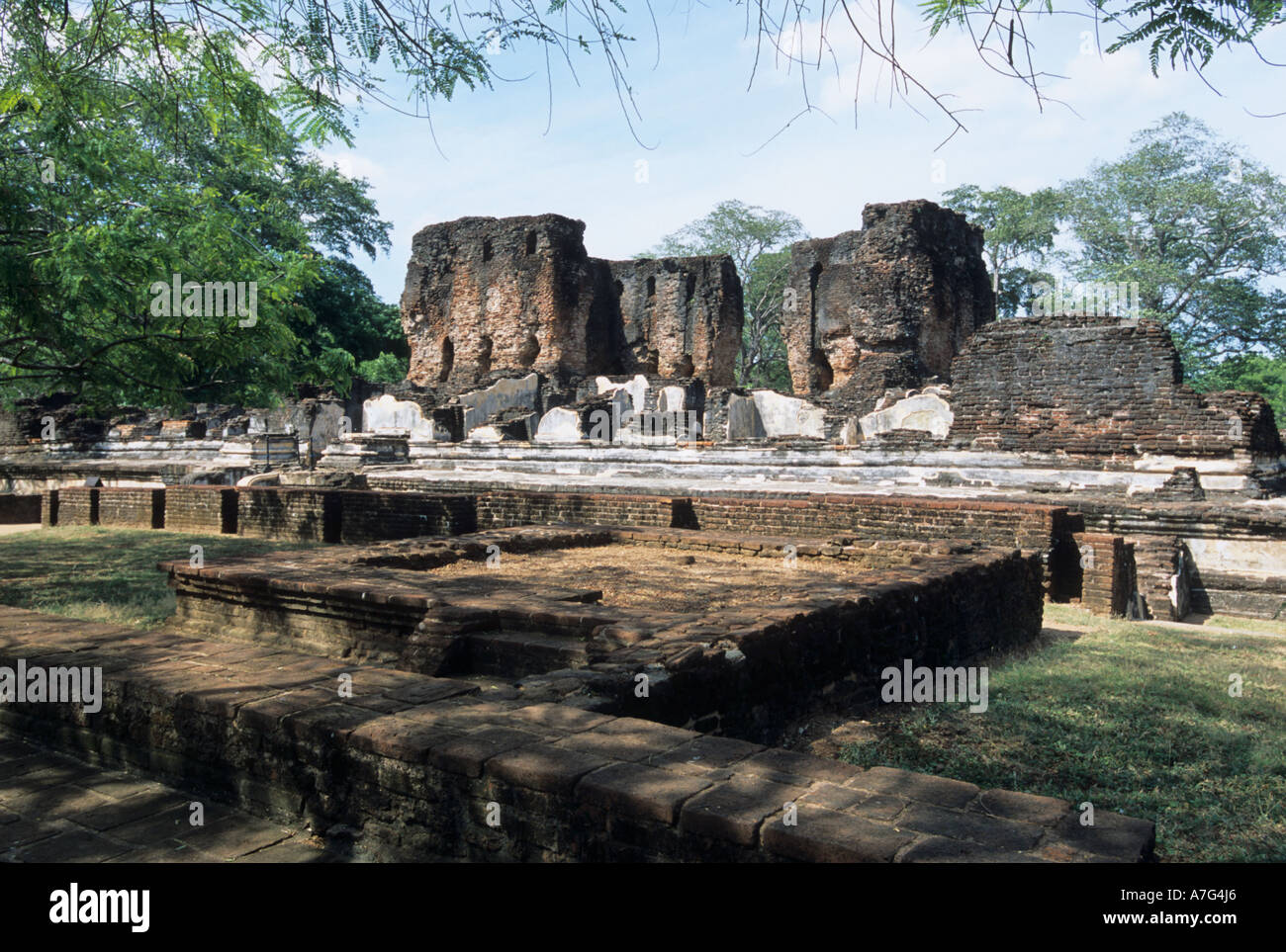 View of the ruins of King Parakramabahu's "thousand room palace" (12th ...