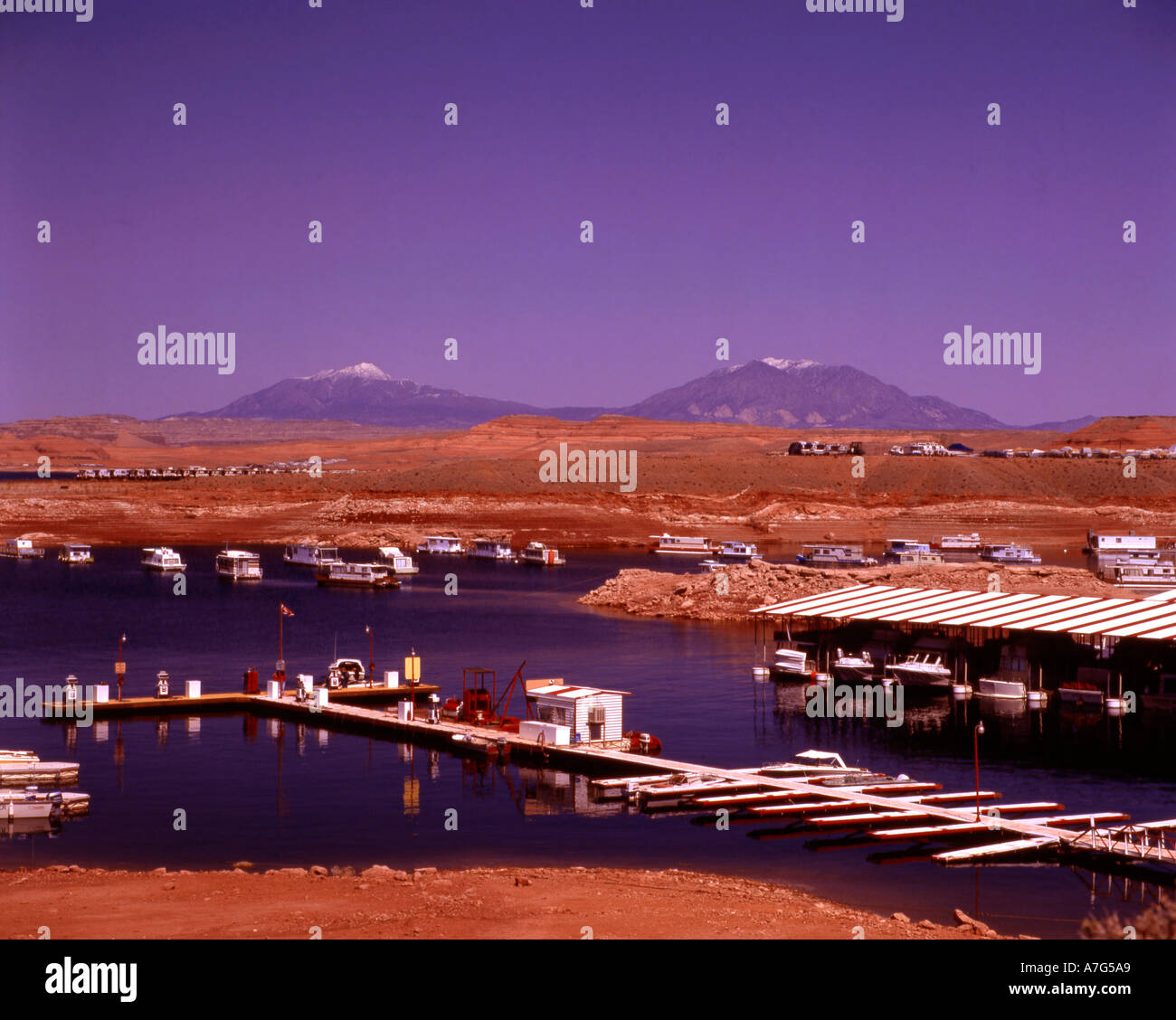 Halls Crossing on Lake Powell Reservoir in Utah showing the Marina and ...