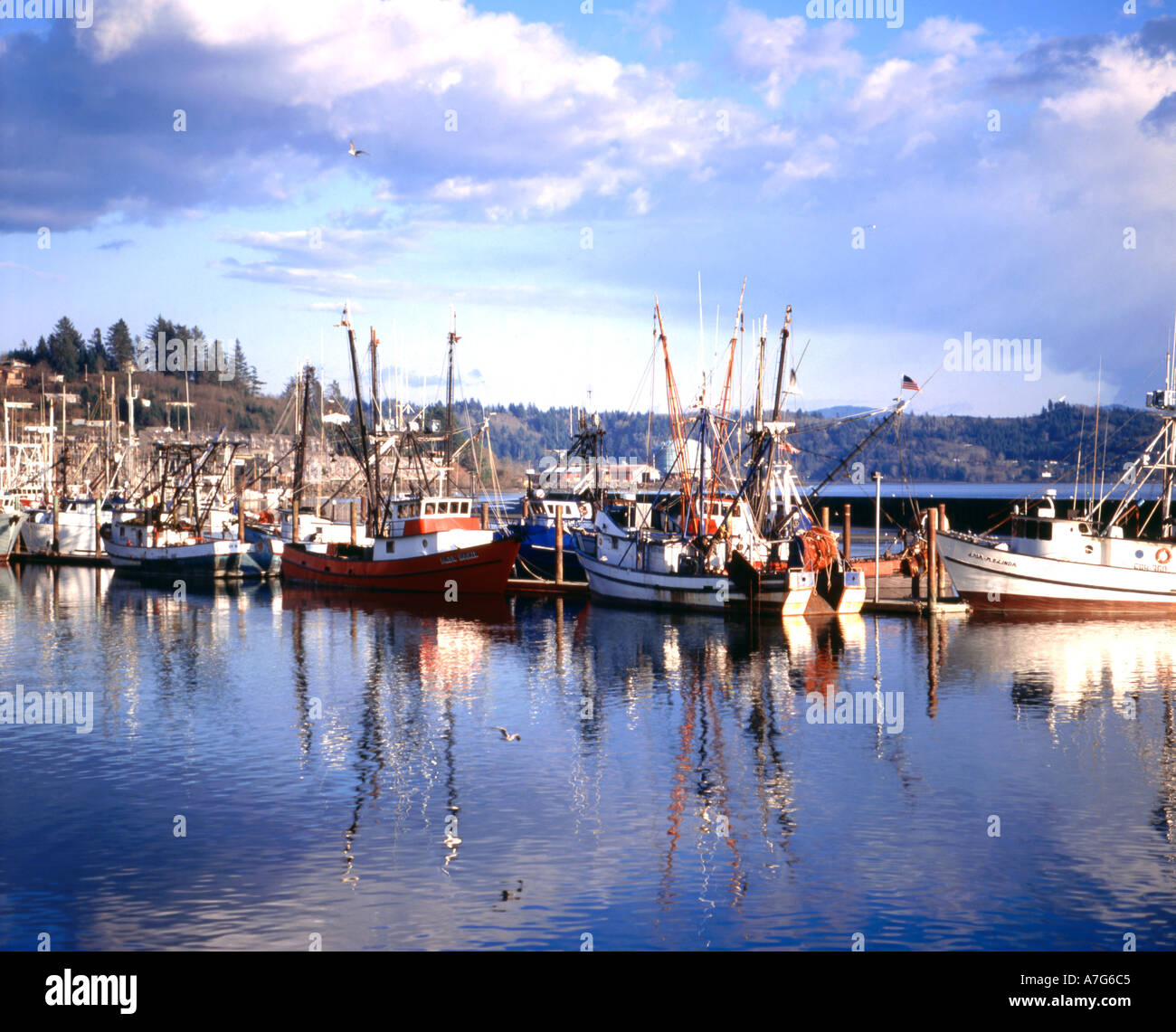 Commercial fishing harbor and small boat marina in Newport on the ...