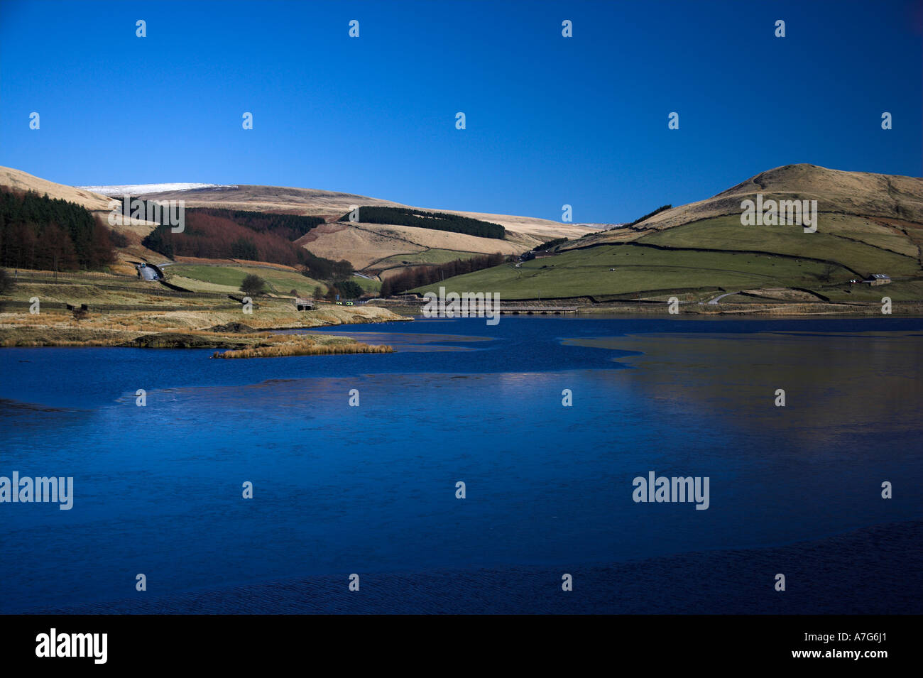 Looking across Woodhead Reservoir in Longdendale in the Peak District ...