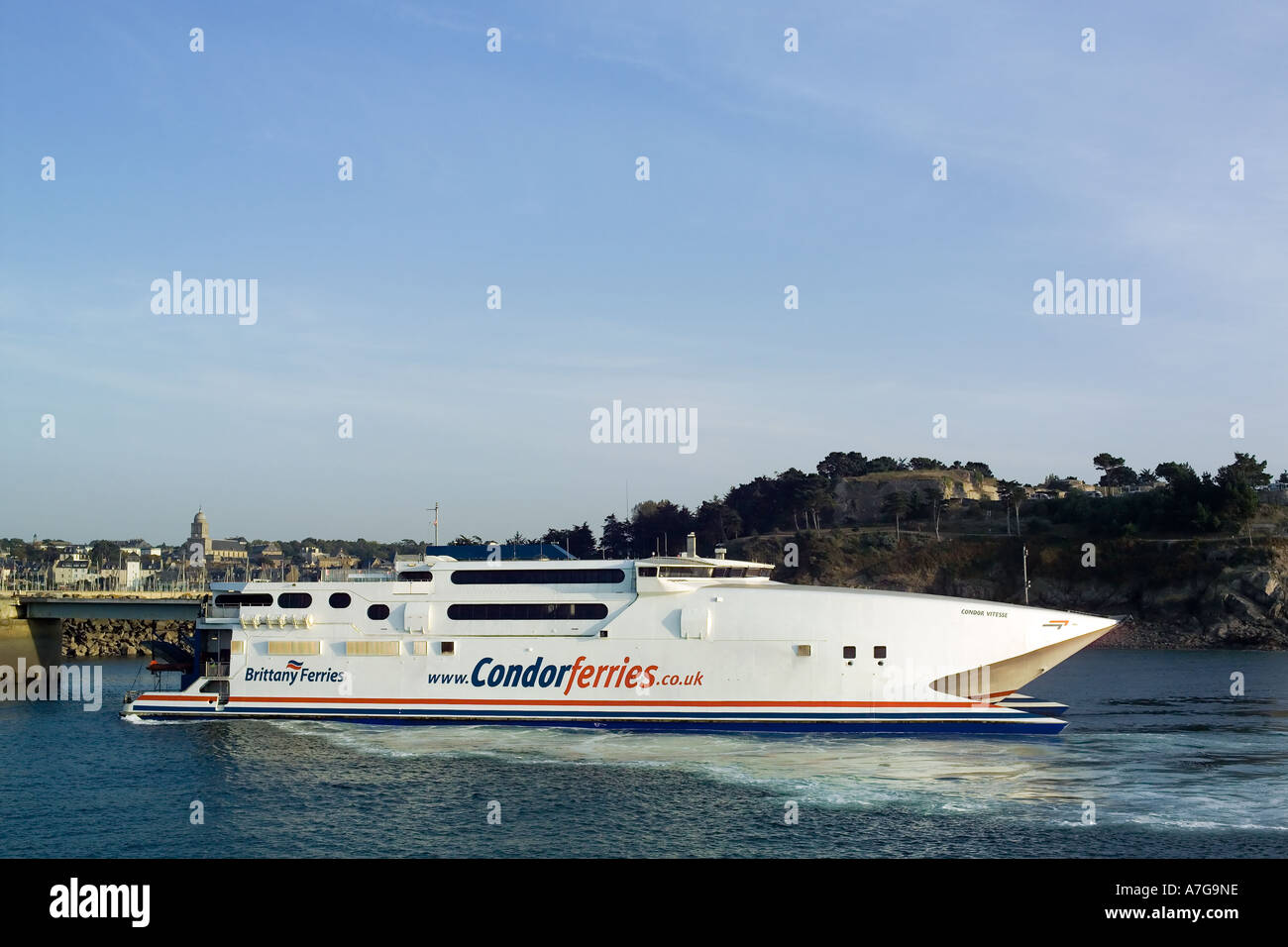 CONDOR FERRIES CHANNEL ISLANDS LEAVING SAINT-MALO HARBOUR BRITTANY ...