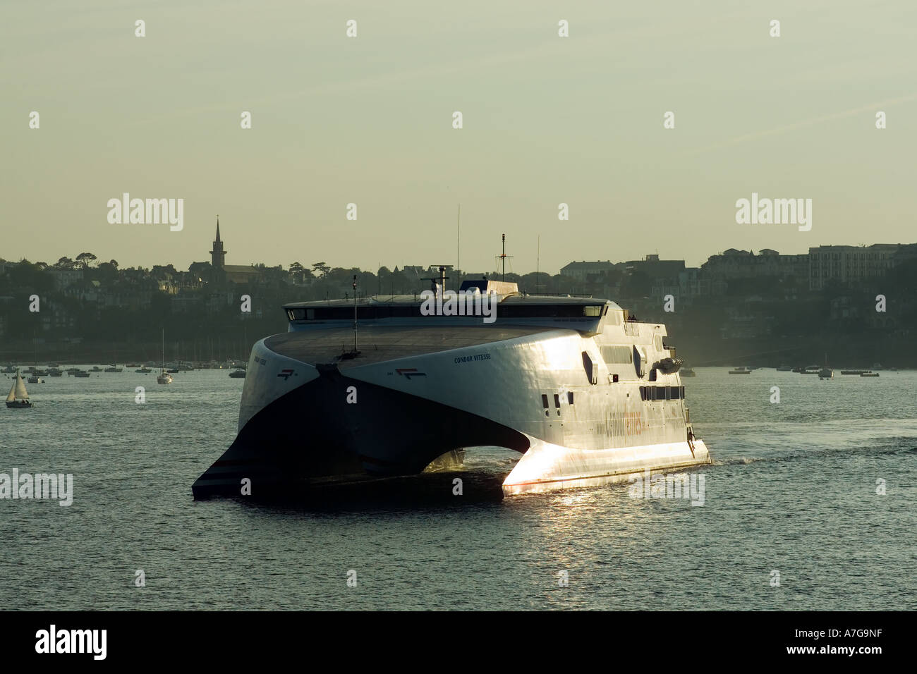CONDOR FERRIES CHANNEL ISLANDS LEAVING SAINT-MALO HARBOUR BRITTANY ...