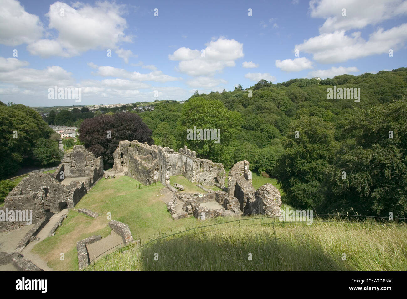 The ruins of Okehampton Castle Okehampton Devon Great Britain Stock ...