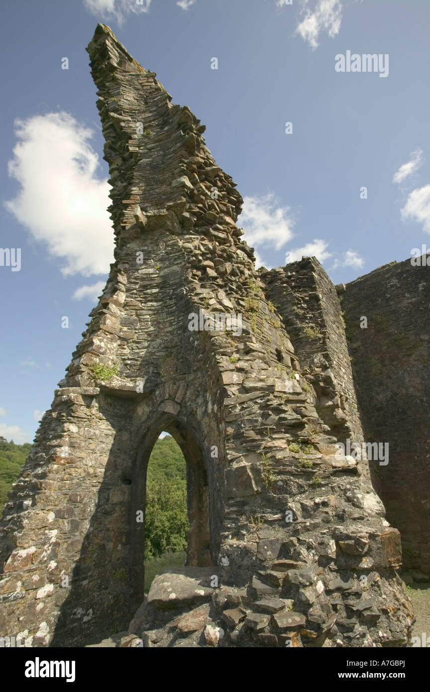 Ruined walls of the castle keep Okehampton Castle Devon Great Britain ...