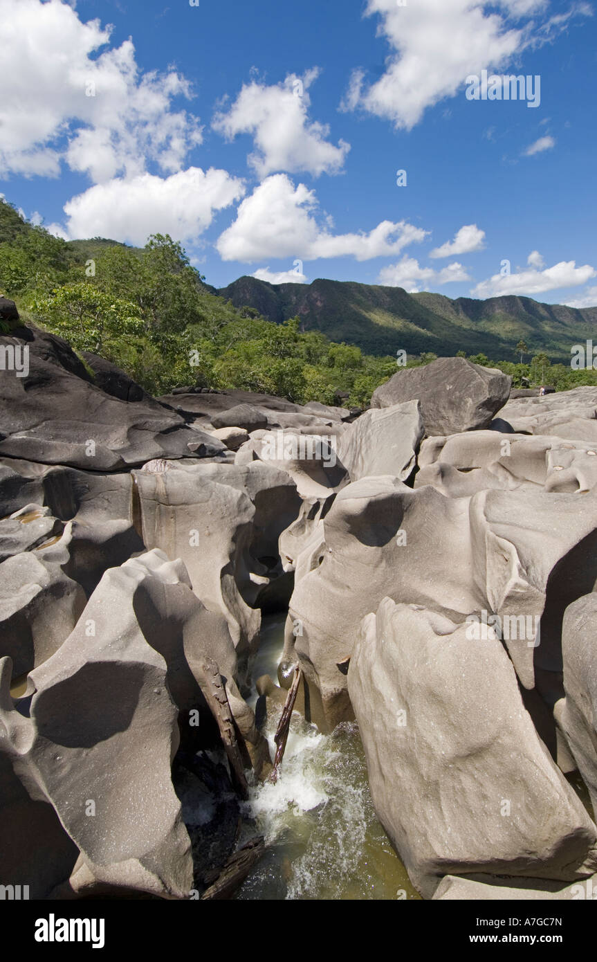 A wide view of the Vale da Lua in Brazil - a lunar like landscape area ...