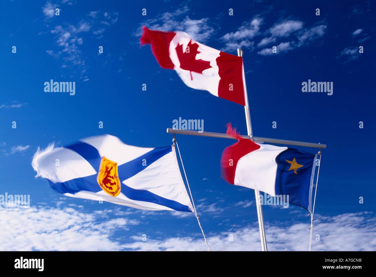 flags Canadian Nova Scotian and Acadian Chetticamp Cape Breton Nova ...
