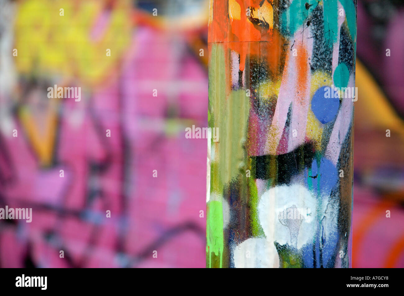 Graffiti on a lamp post and wall, Brighton, England Stock Photo - Alamy
