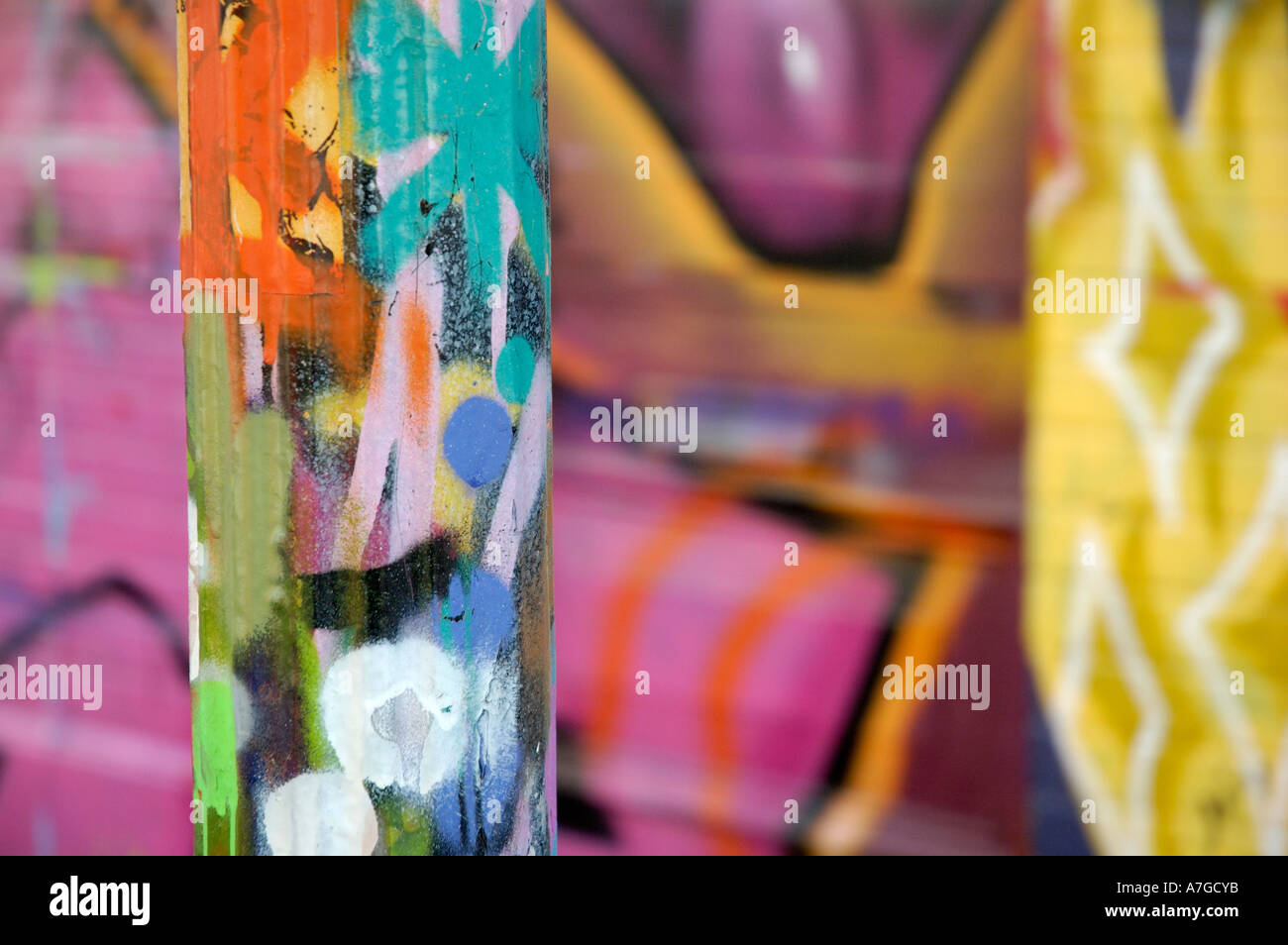 Graffiti on a lamp post and wall, Brighton, England Stock Photo - Alamy
