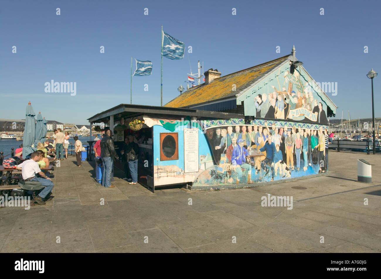 Cap n Jasper s Cafe beside Sutton Harbour Plymouth Devon Great Britain ...