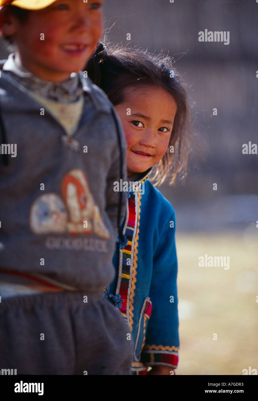 Tibetan children Zhongdian Yunnan China Stock Photo - Alamy