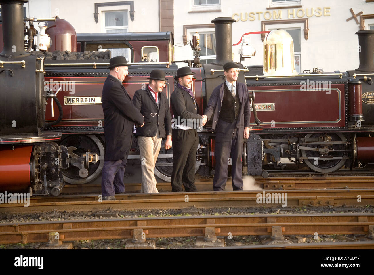 Engine line up at the Victorian weekend in 2005, Porthmadog Harbour ...
