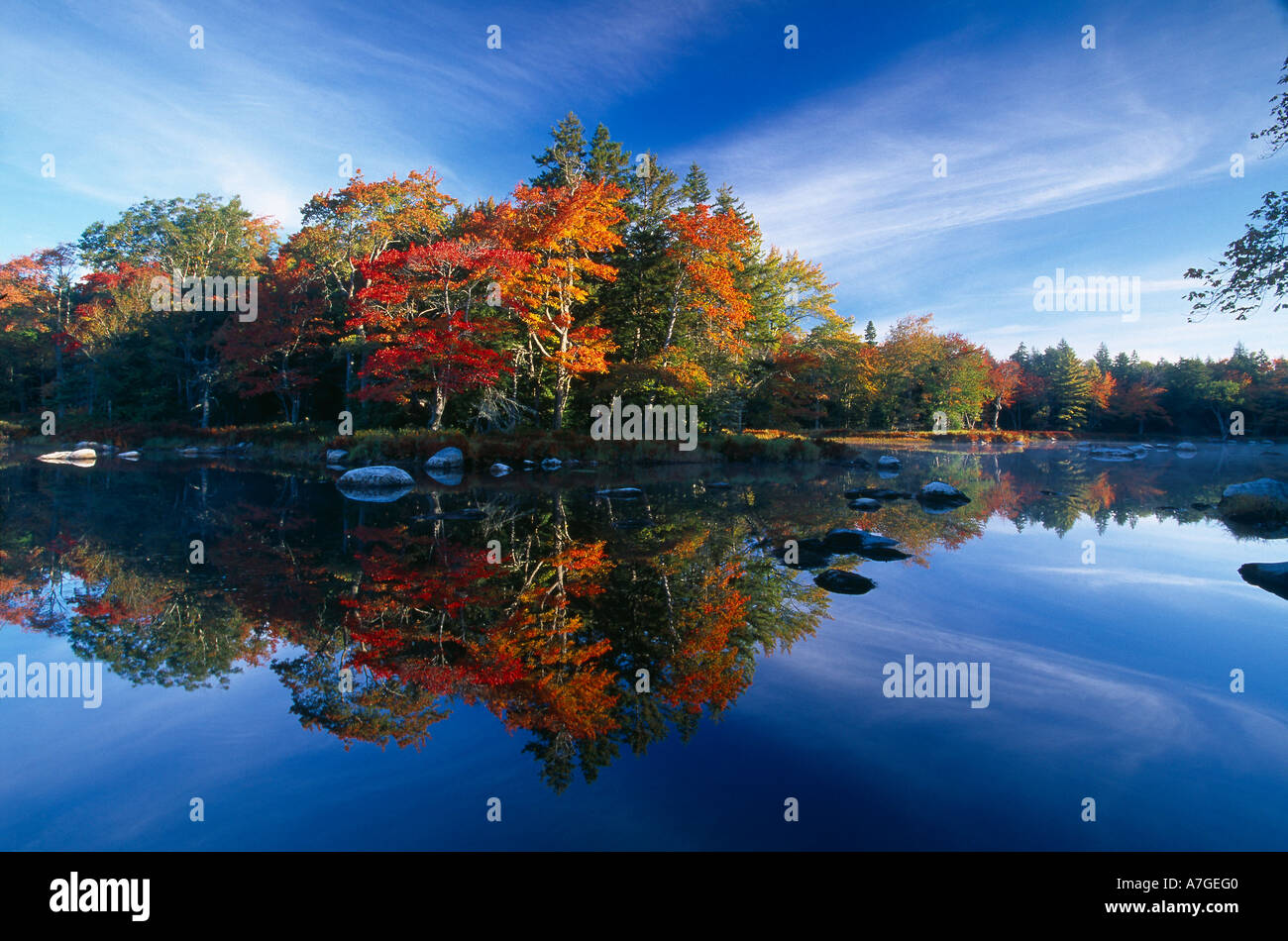 Autumn Mersey River nr Kejimkujik National Park Nova Scotia Canada ...