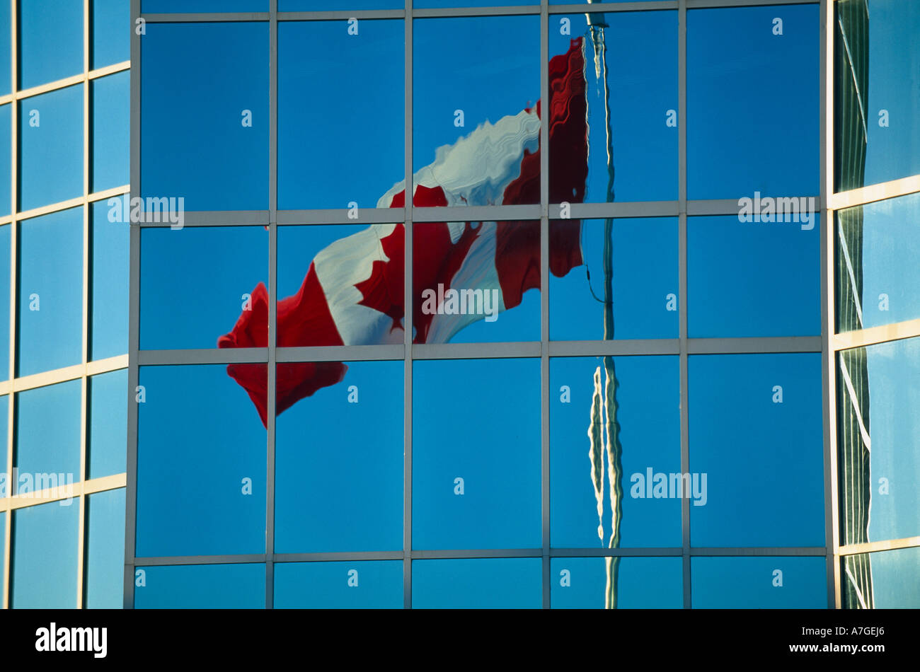 Canadian flag reflected in high rise building Halifax Nova Scotia ...