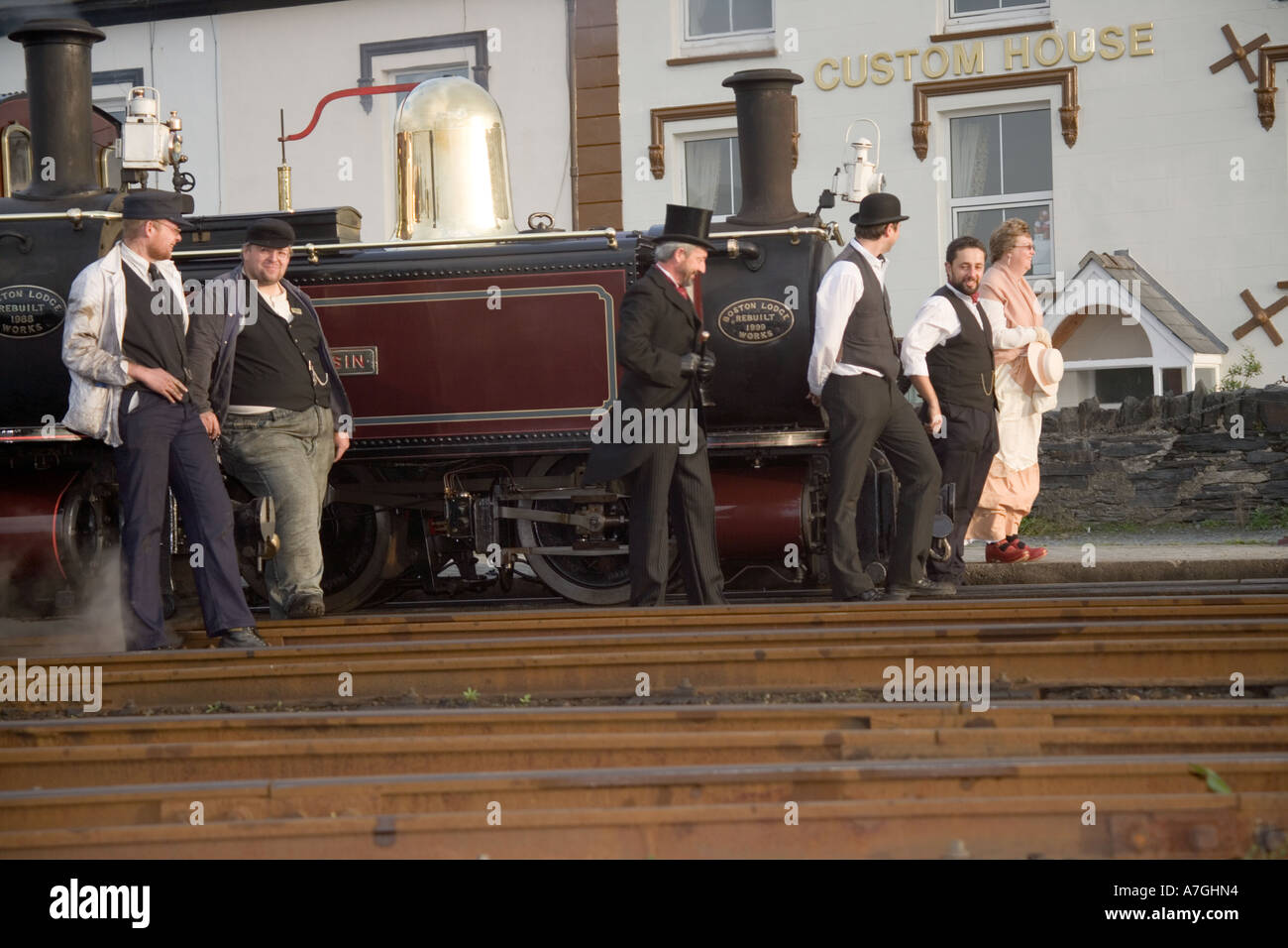 Engine line up at the Victorian weekend in 2005, Porthmadog Harbour ...