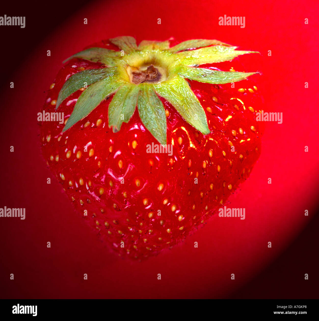 red strawberry with red background Stock Photo - Alamy