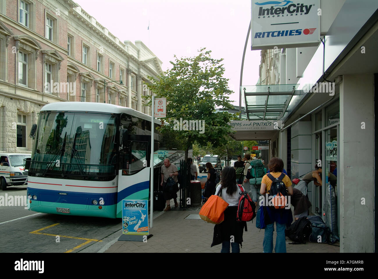InterCity Coach Stop, Christchurch, New Zealand Stock Photo - Alamy