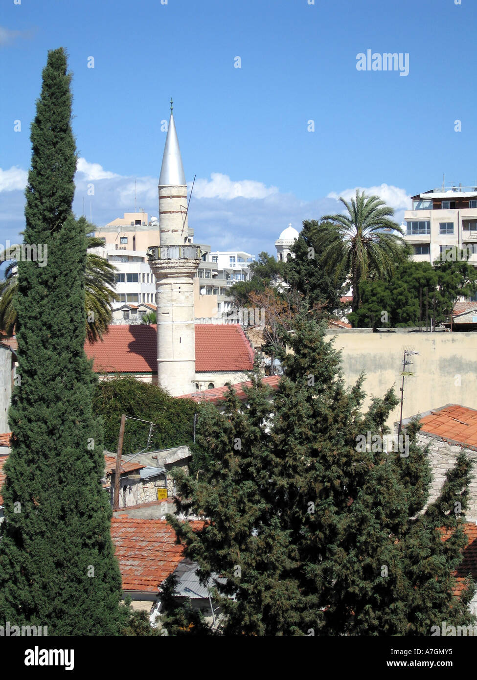 View of Old Town and Grand Mosque in Limassol in Cyprus Stock Photo - Alamy