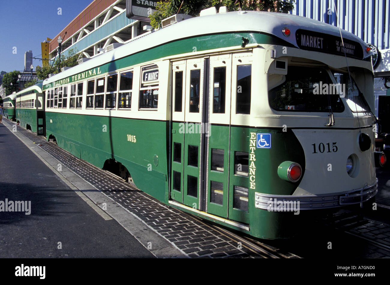 USA, California, San Francisco, Fisherman's Wharf. F line electric ...