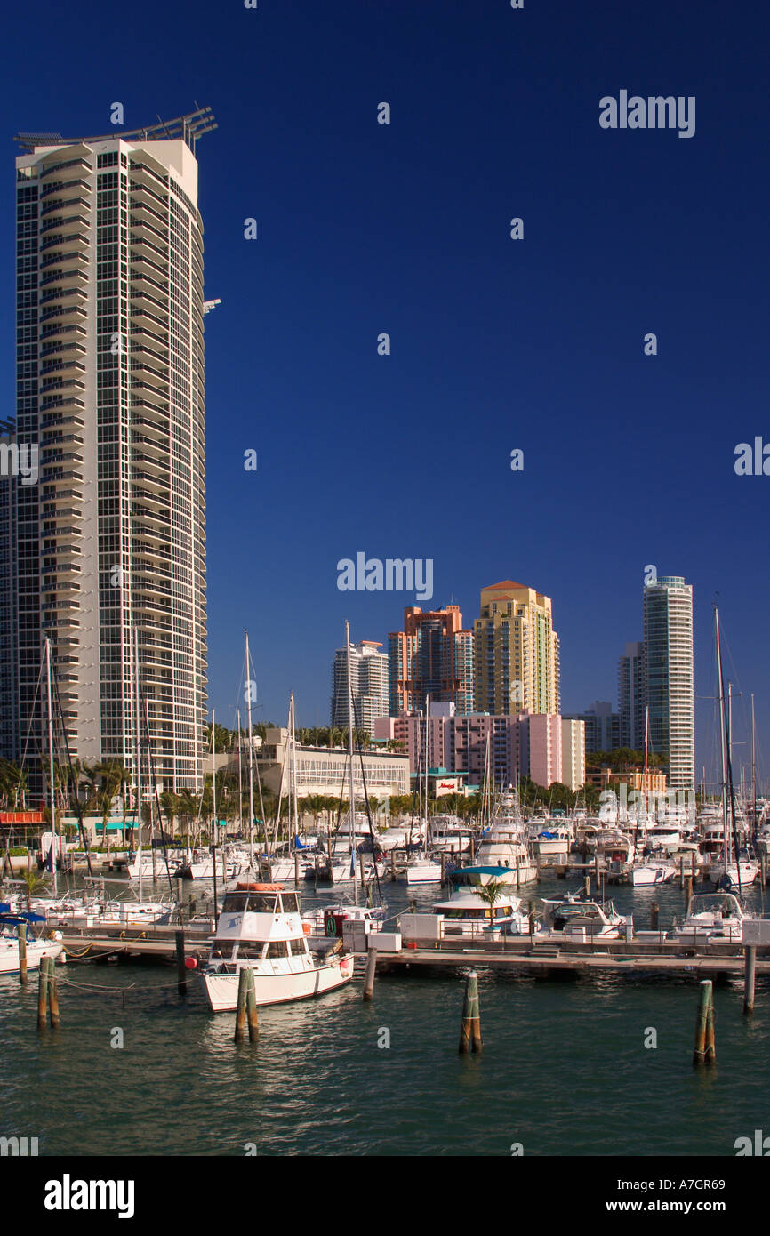 Marina and high-rise condominiums, Miami Beach, Florida Stock Photo - Alamy