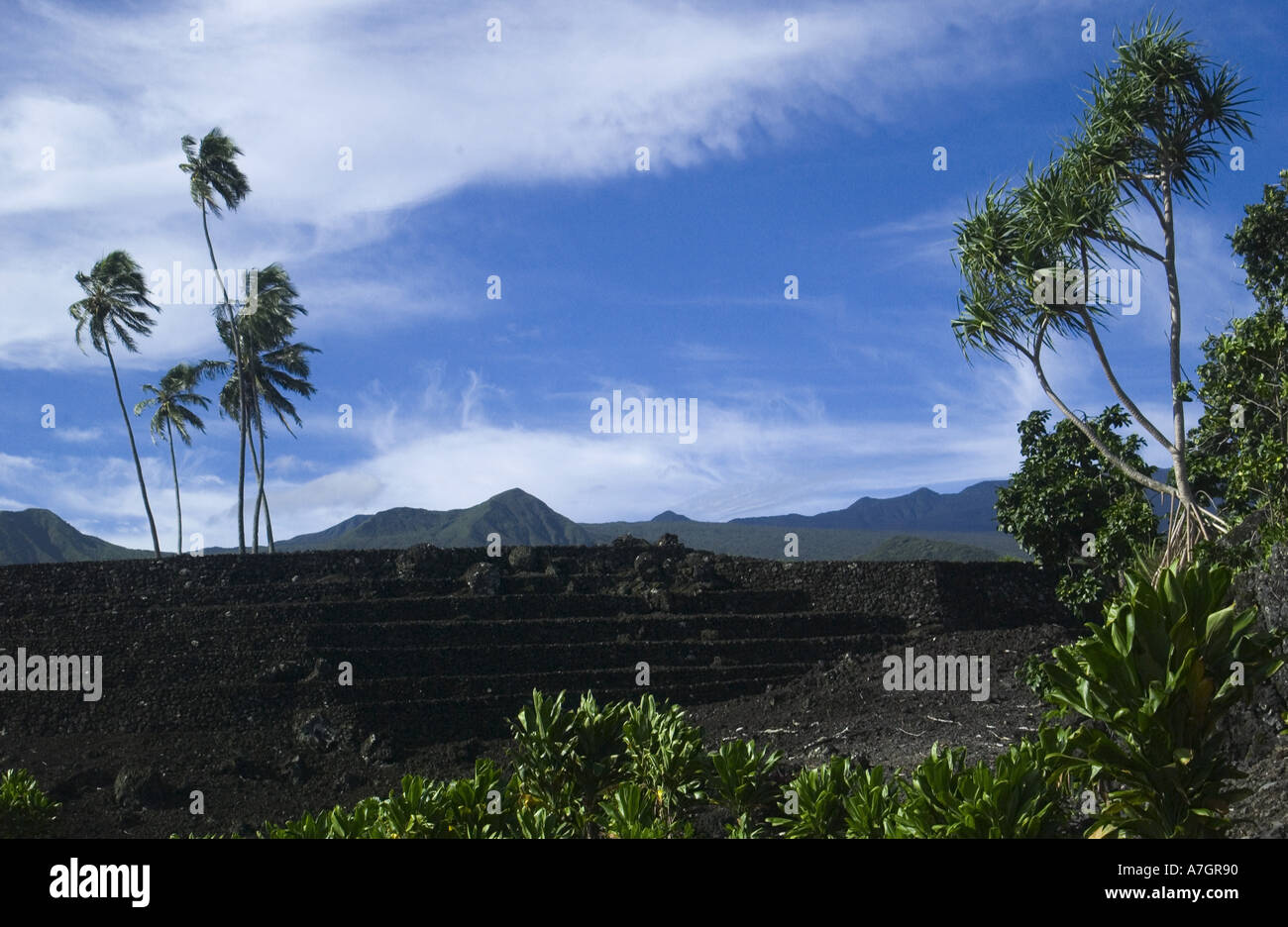 USA, HI, Maui, largest heiau on Maui, built 14th century by chief Pi ...