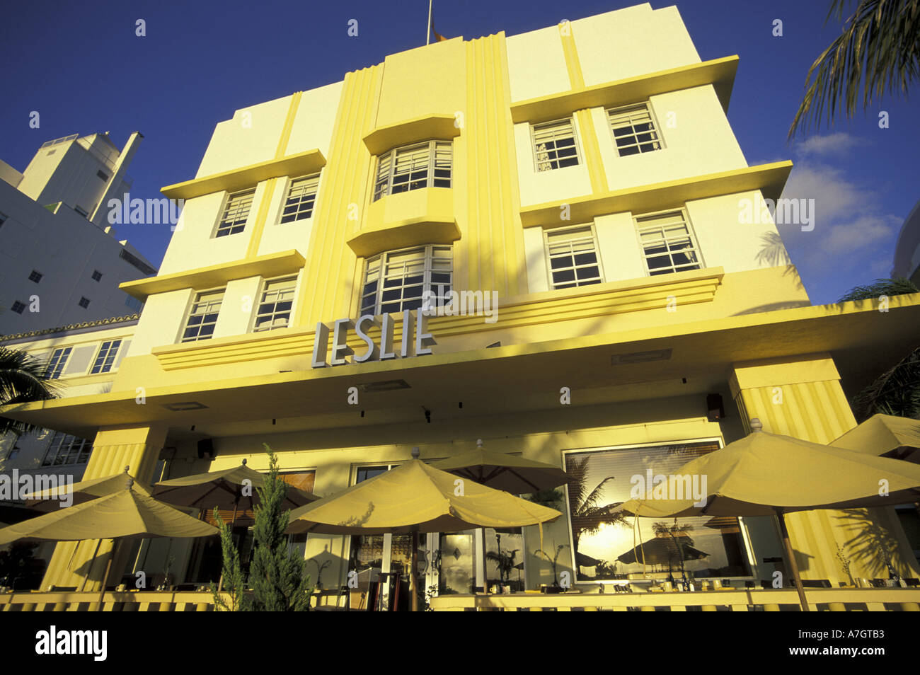 NA, USA, Florida, Miami, South Beach. Leslie Building in South Beach ...