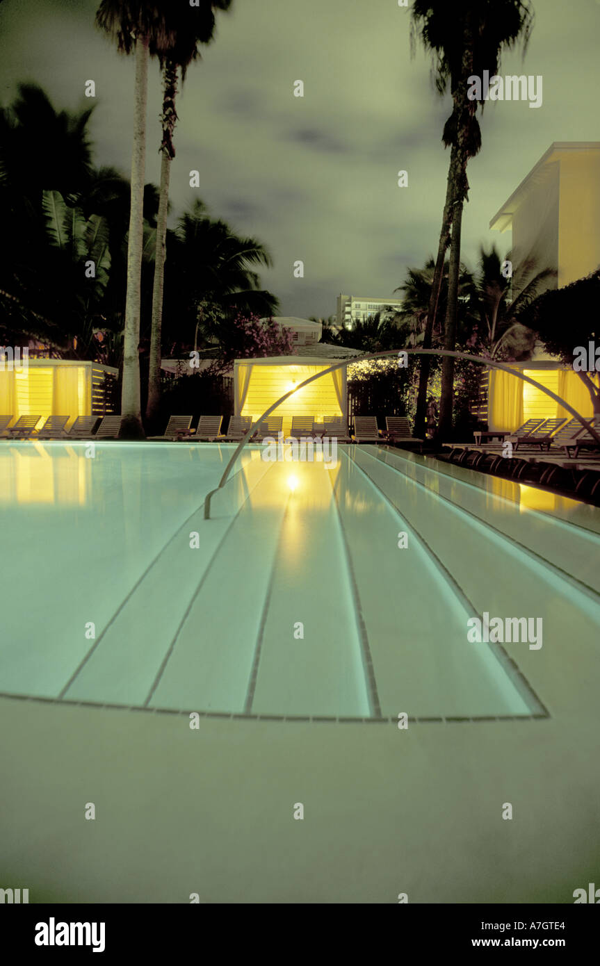 NA, USA, Florida, Miami, South Beach. Pool scene at the Delano Hotel ...
