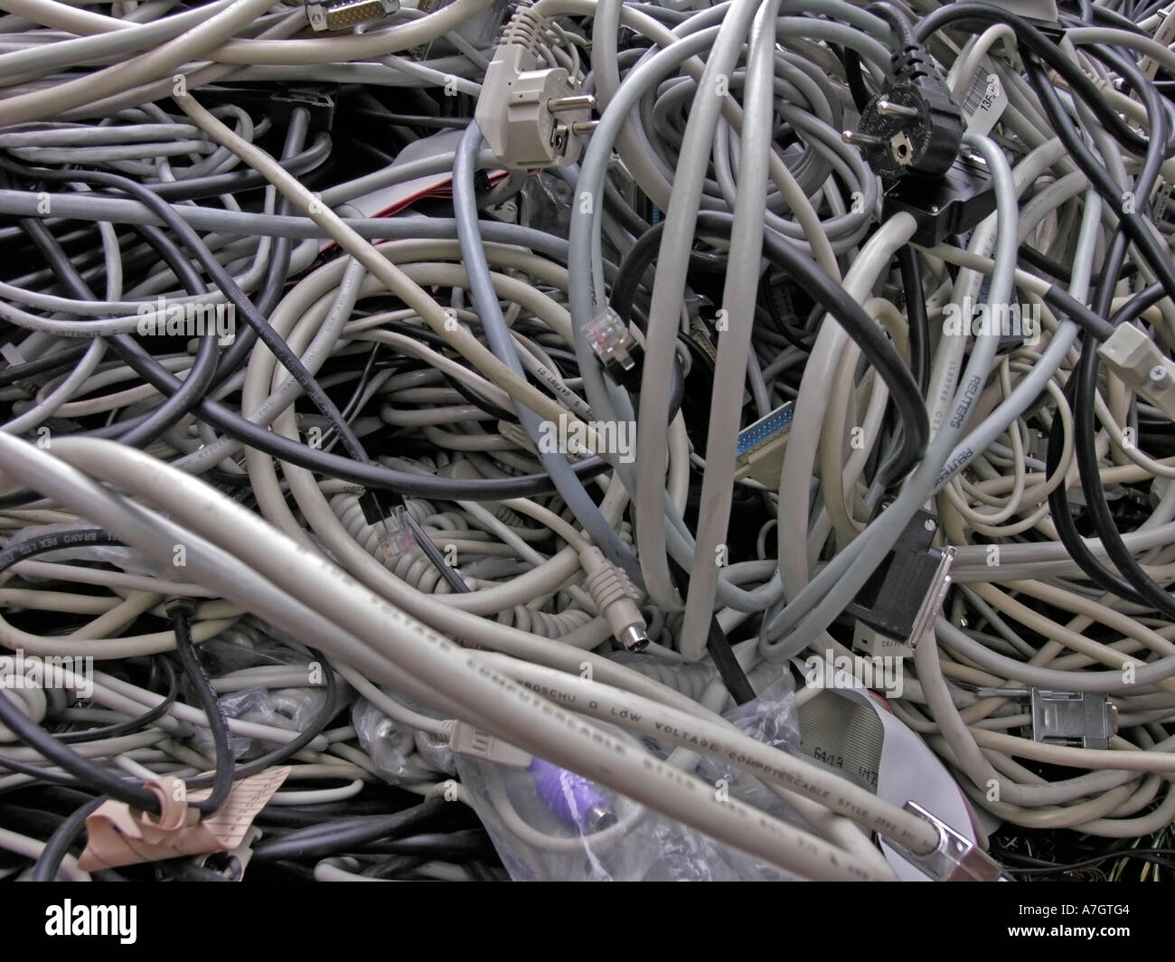 collecting used electronic cables Stock Photo - Alamy