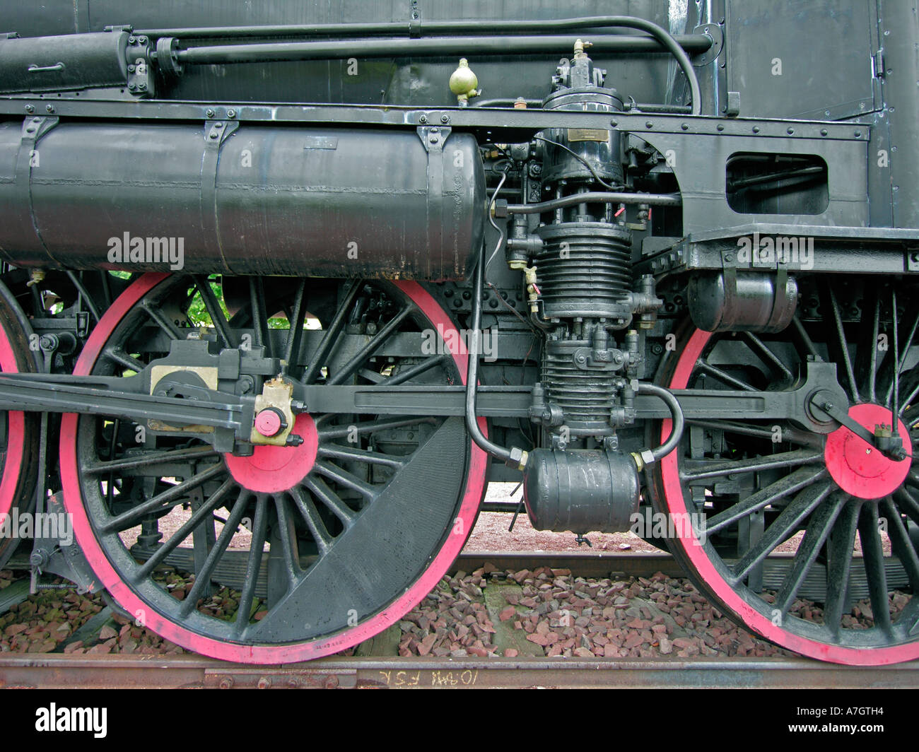 wheels of an old steam locomotive Stock Photo - Alamy