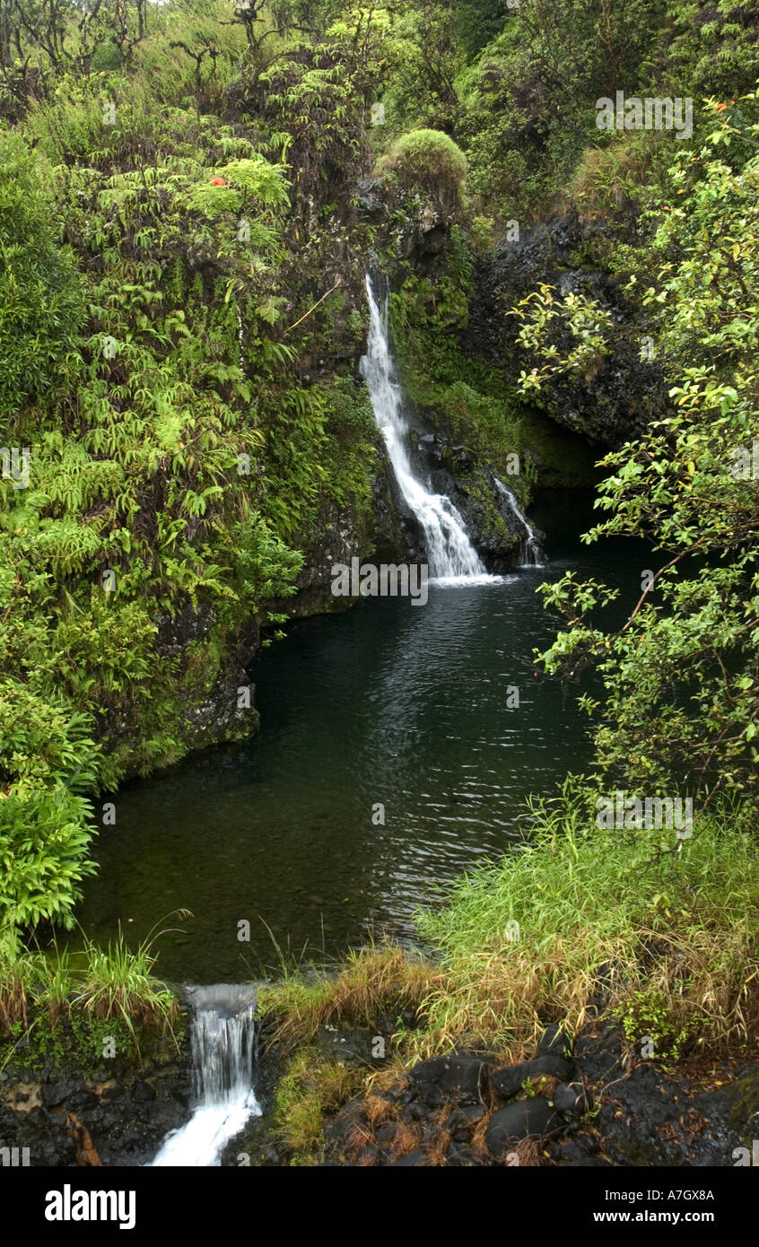 Small waterfall and pool on Hana Coast of Maui, Hawaii Stock Photo - Alamy