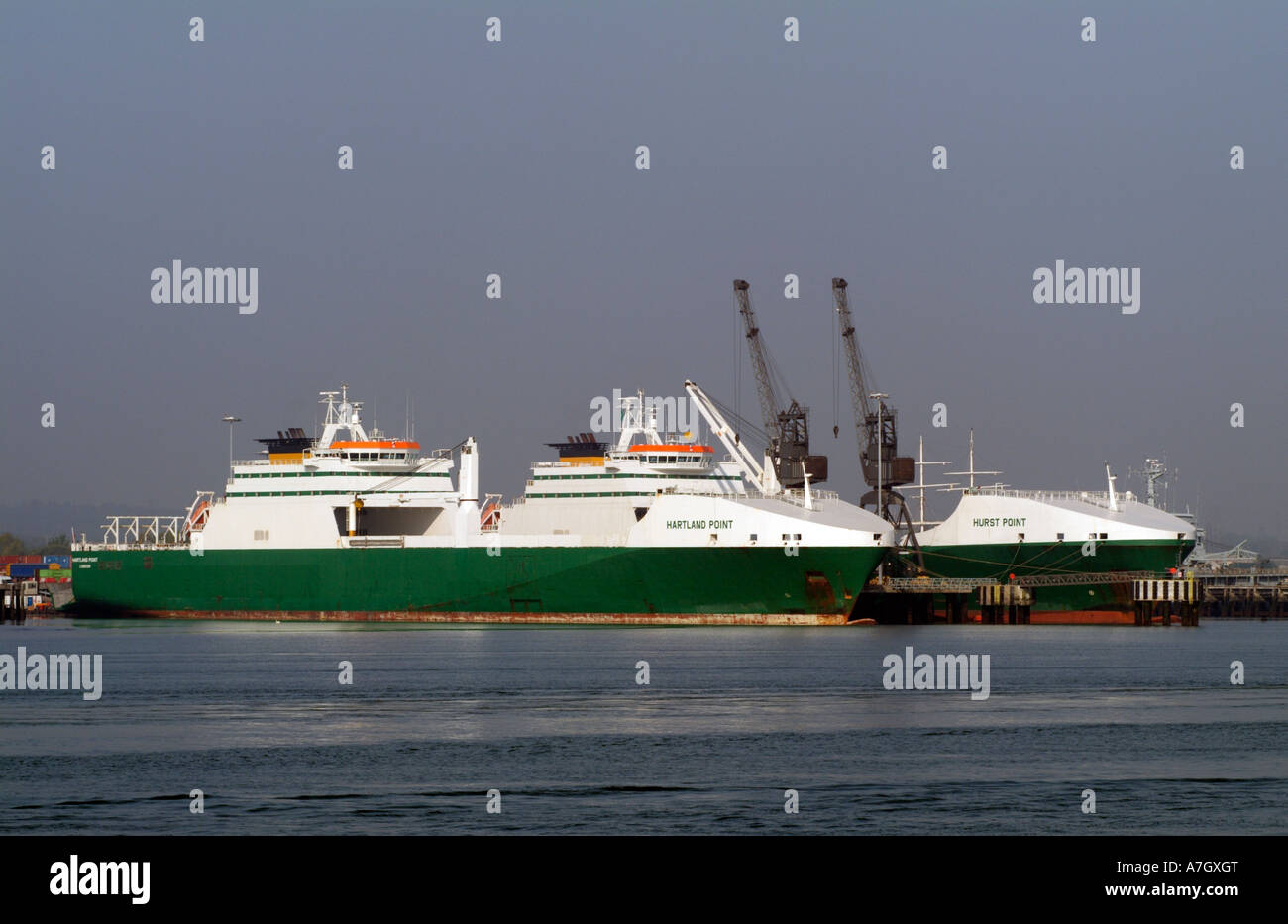 RoRo ships Hartland Point and Hurst Point moored at Marchwood on ...
