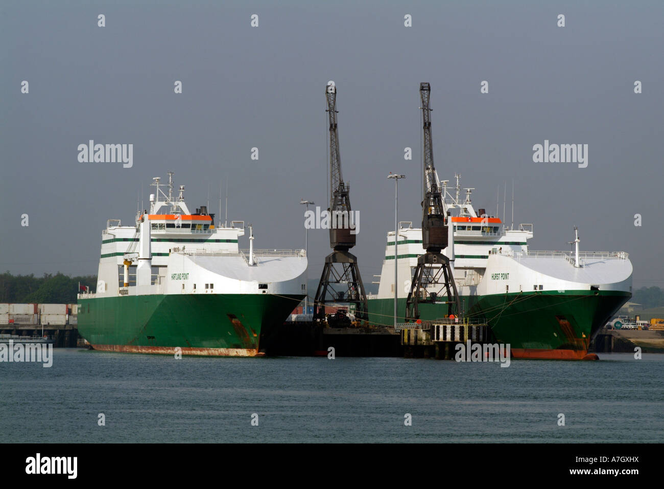 RoRo ships Hartland Point and Hurst Point moored at Marchwood on ...
