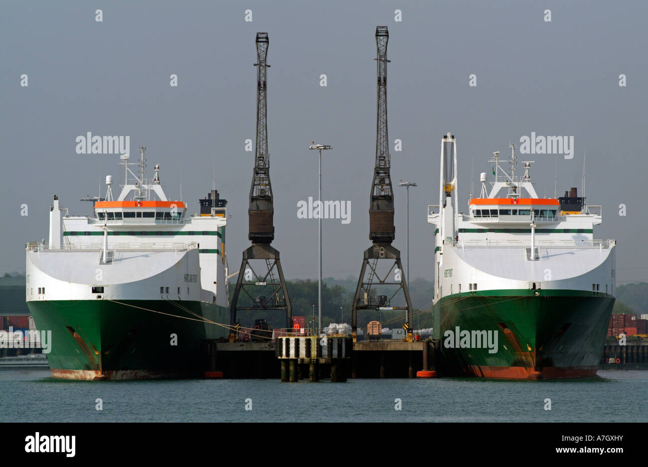 RoRo ships Hartland Point and Hurst Point moored at Marchwood on ...