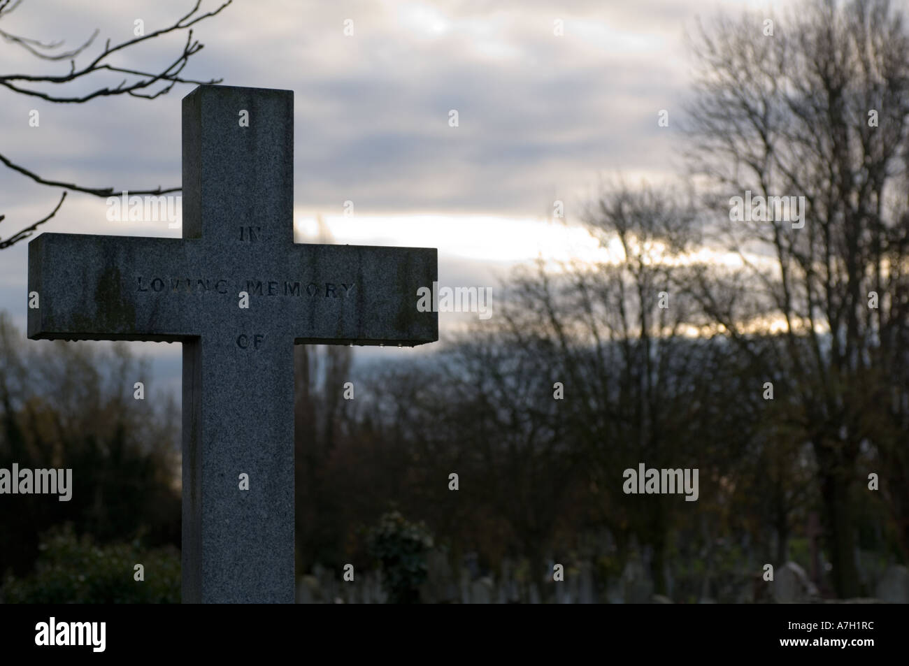 Cross gravestone at Kensal Green Cemetery Stock Photo - Alamy